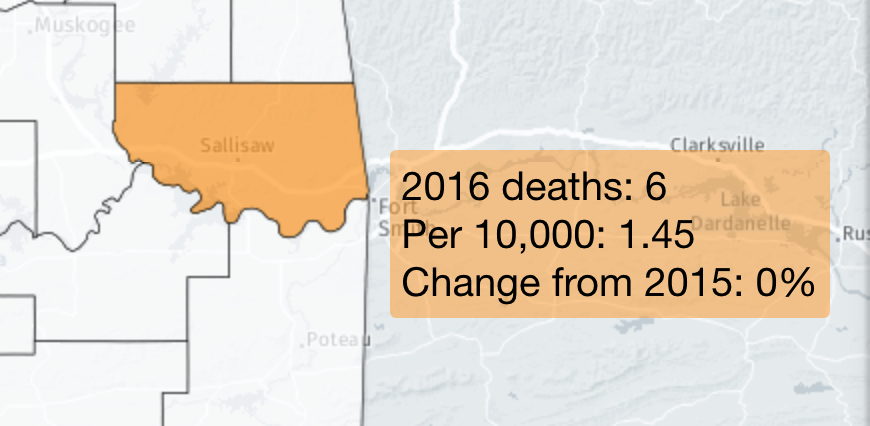 A breakdown of opioid overdose deaths in Oklahoma counties